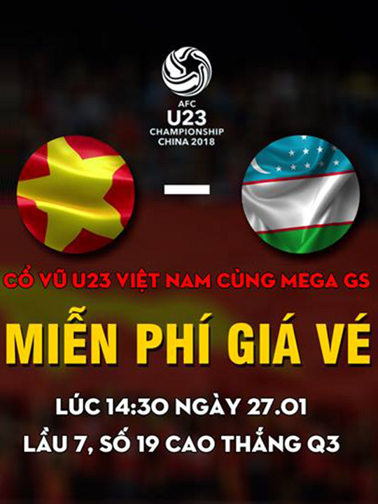 Mega GS Cinemas miễn phí vé vào rạp xem U23 Việt Nam