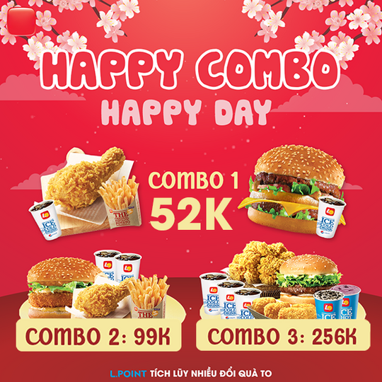 Lotteria ưu đãi combo chỉ từ 52k