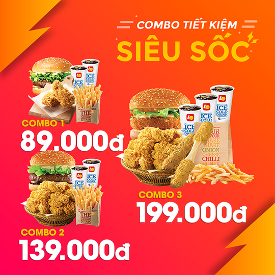 Lotteria ưu đãi combo chỉ từ 89k