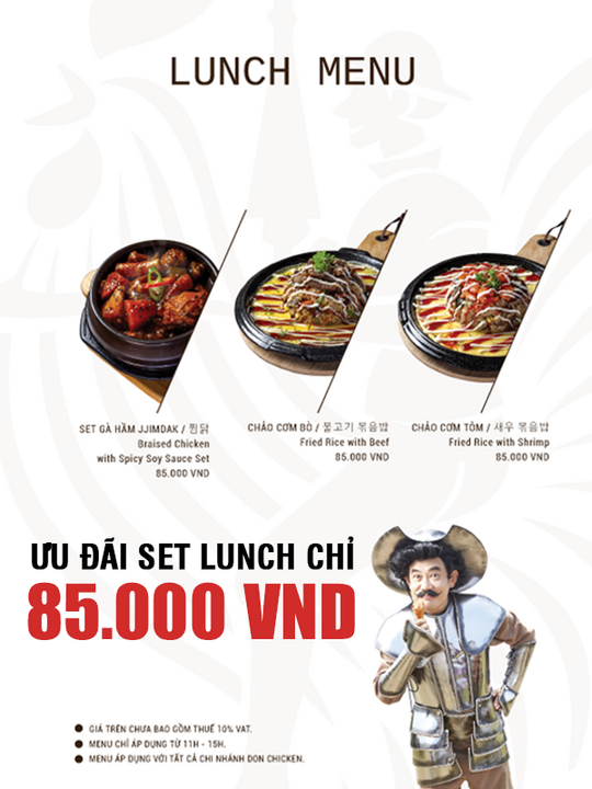 DON Chicken ưu đãi set lunch 85k trong khung giờ vàng