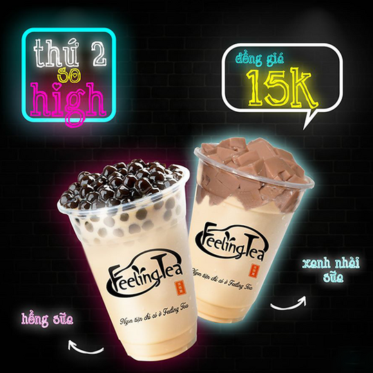 Feeling tea khuyến mãi trà sữa đồng giá 15k