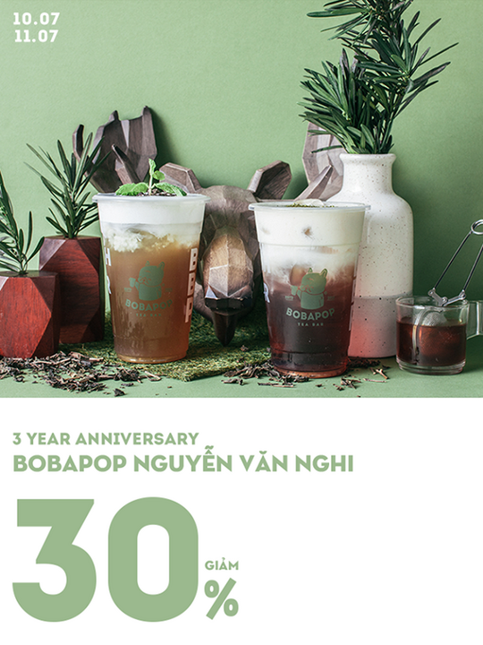 Bobapop giảm 30% toàn menu