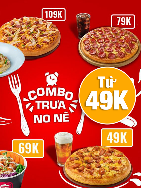 Pizza Hut khuyến mãi combo trưa chỉ từ 49k