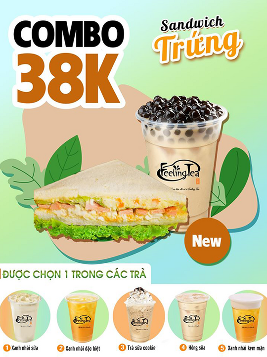 Feeling tea combo Sandwich Trứng chỉ 38k