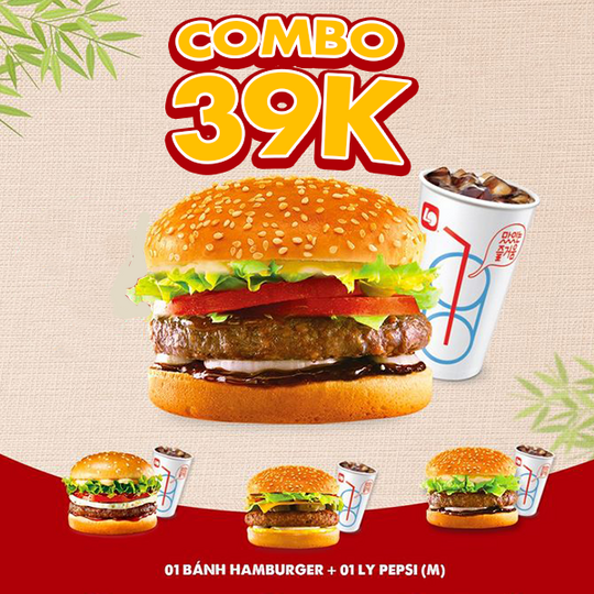 Lotteria ưu đãi combo burger giá 39k