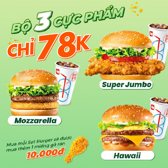 Lotteria ưu đãi các combo giá 78k