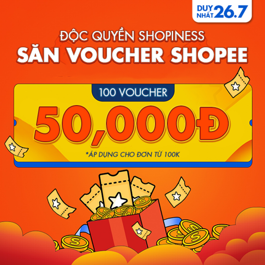 Shopee tặng voucher 50K cho khách hàng Shopiness